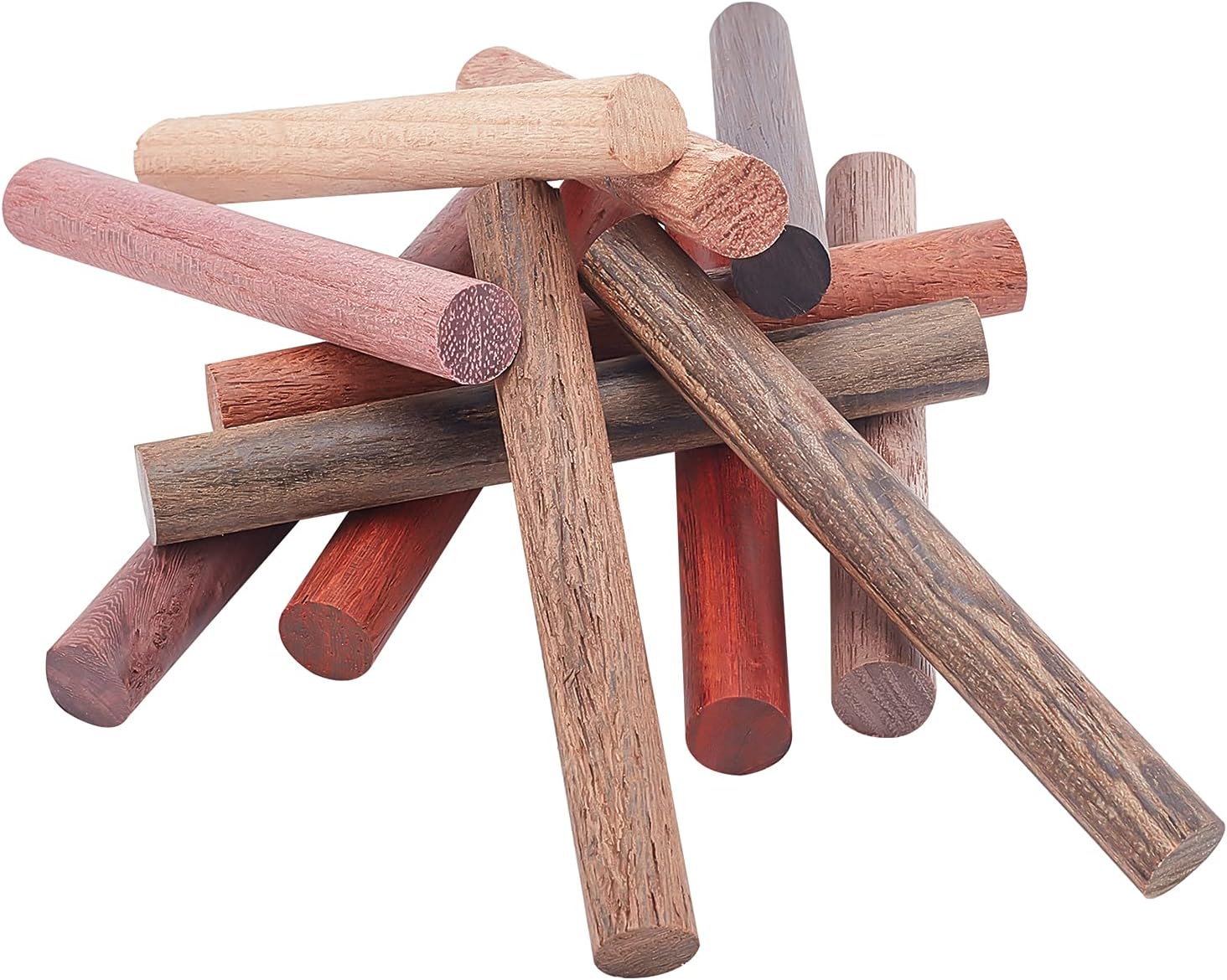 4 X 1/2 Inch Wood Dowel Rods, 12 Colors Wood Pen Blank Wooden Carving ...