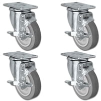 4" X 1.25" Thermo Plastic Rubber Caster Set of 4 - All Swivel Locking ...