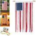 4 X 2.3 Ft Lighted Rag American Flag Banner, Rag American Flag Banner ...