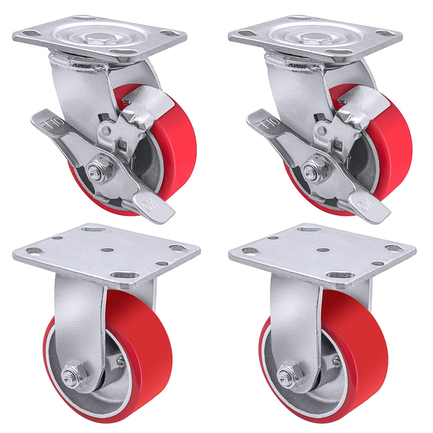 4"X 2" Heavy Duty Casters - Casters Polyurethane Caster with Strong ...