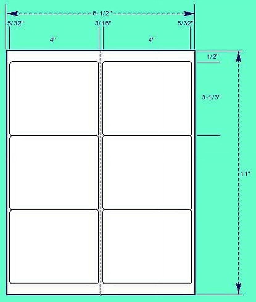 4" X 3 1/3" Labels - 6 Labels Per Sheet (100 Sheets -600 Labels ...