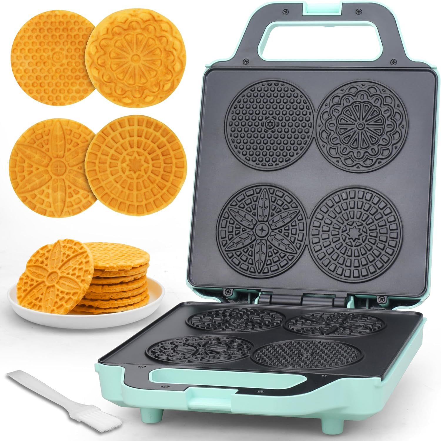 4 X 3.5” Baker’s Friend Pizzelle Maker Electric,Pizzelle Waffle Cookies for Christmas Baking ...