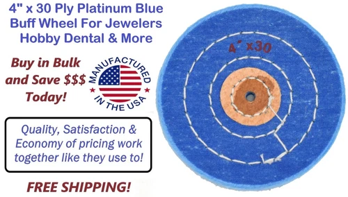 4" X 30 Ply Platinum Blue Buff Wheel For Jewelers Bench Grinder Lathe ...