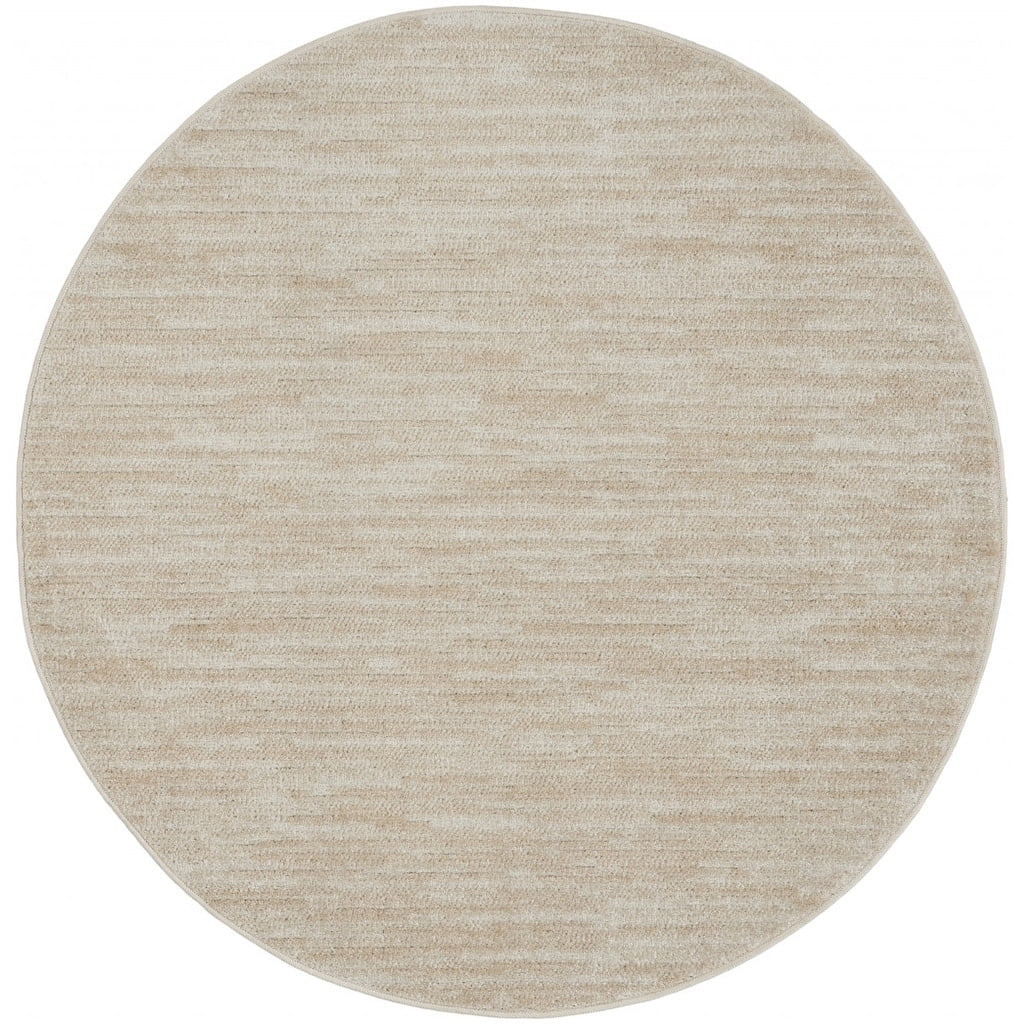 4' X 4' Ivory And Beige Round Non Skid Indoor Outdoor Area Rug - 6' x 7 ...