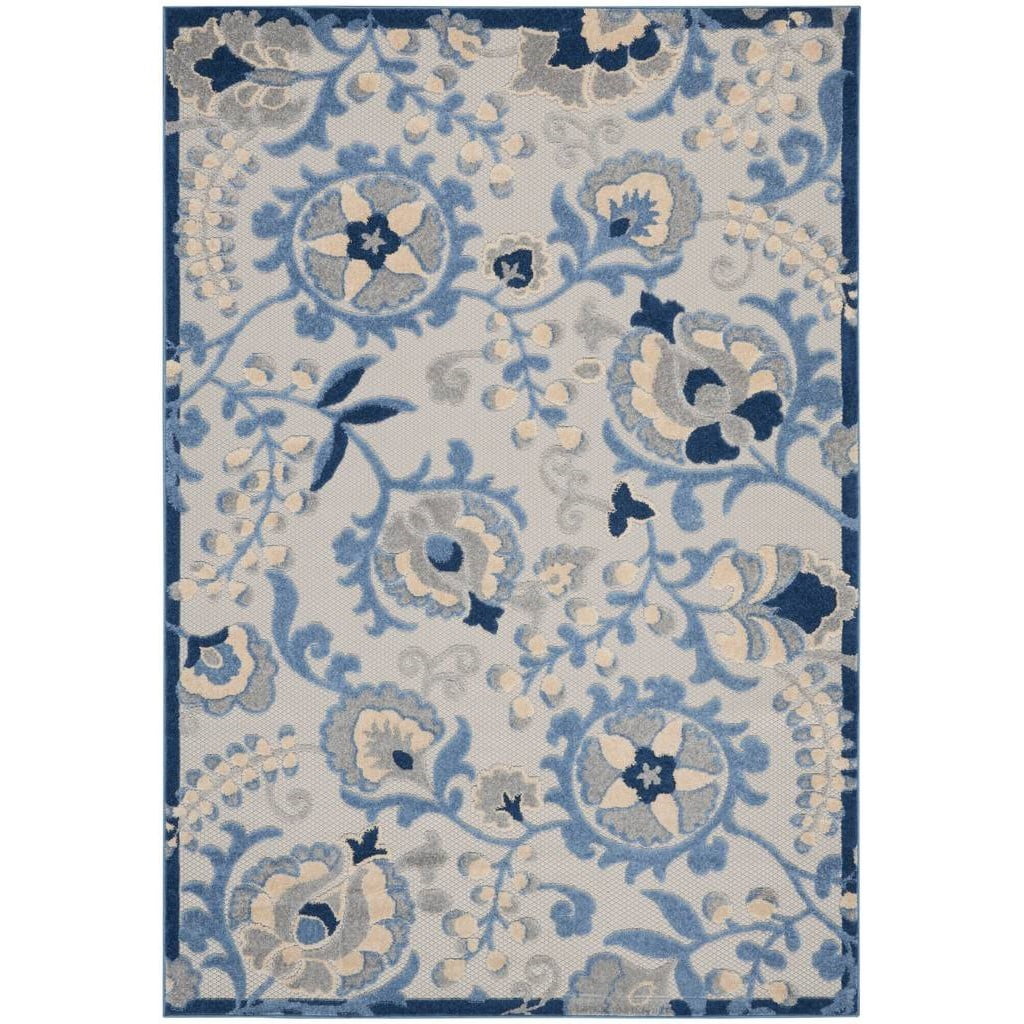 4' X 6' Blue And Grey Toile Non Skid Indoor Outdoor Area Rug - Walmart.com
