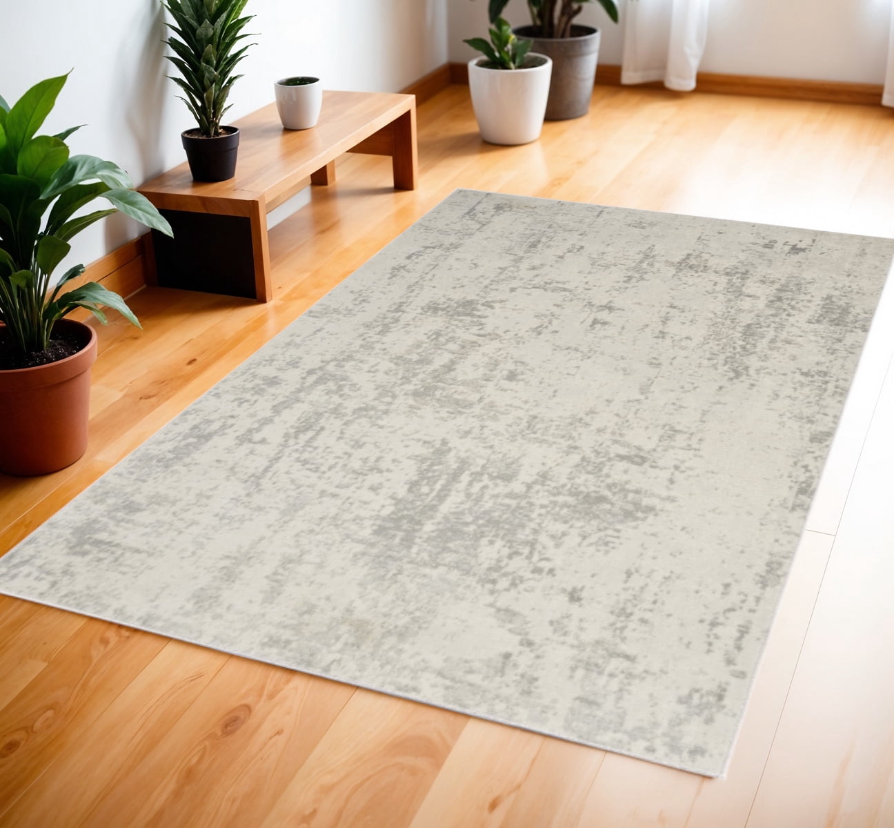 4' X 6' Gray and Ivory Abstract Power Loom Area Rug - Walmart.com