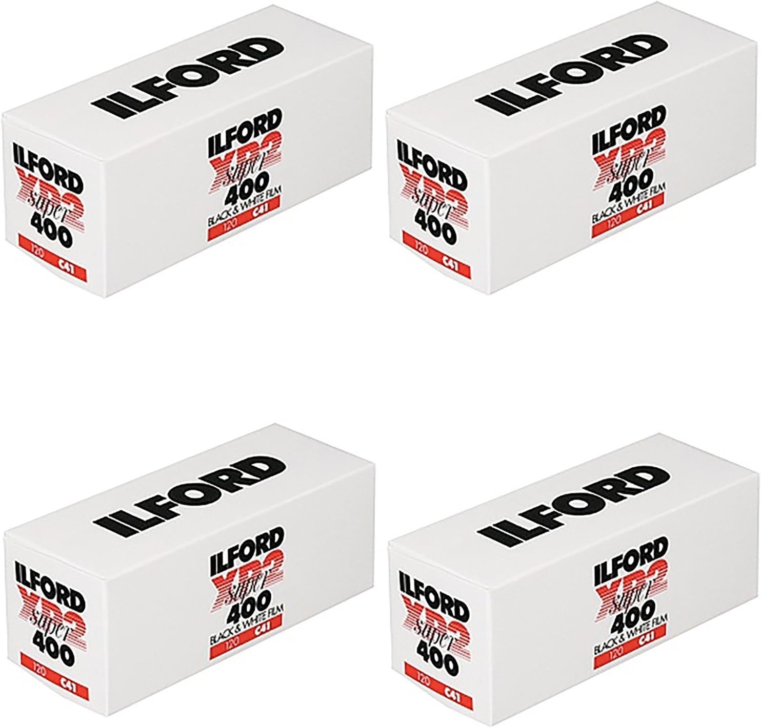 4 X Ilford XP2 Super, Black and White Print Film, 120 (6 cm), ISO 400 ...