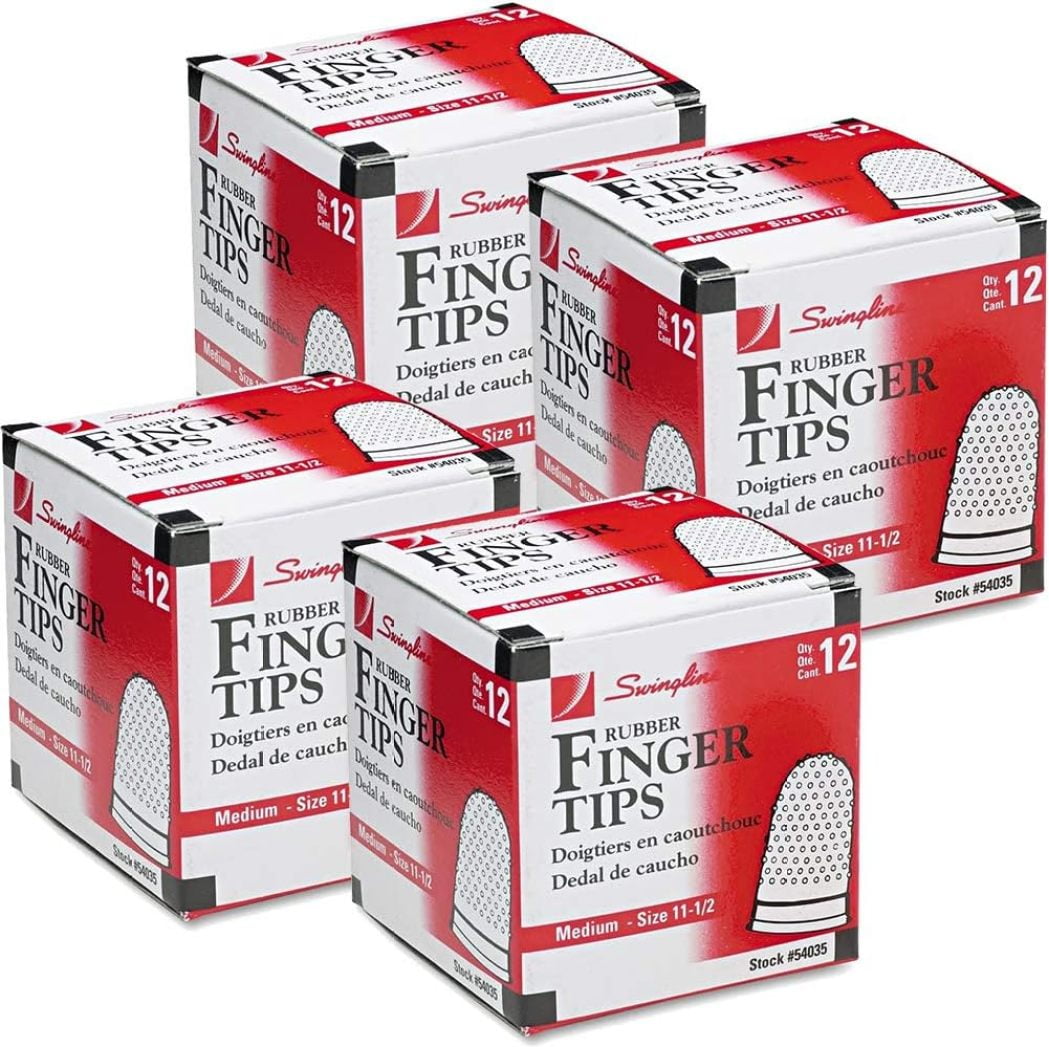 4 X SWI54035-Swingline 54035 - Rubber Finger Tips, Size 11 1/2, Medium, Amber, 12/Pack - Walmart.com