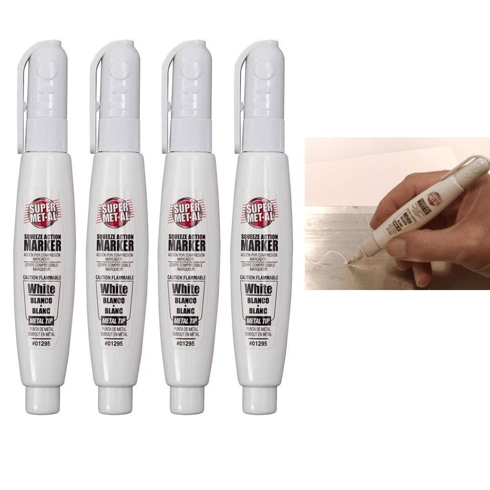 4 X Squeeze Paint Pen Metal Tip White Marker Steel Multi Surface Writer ...