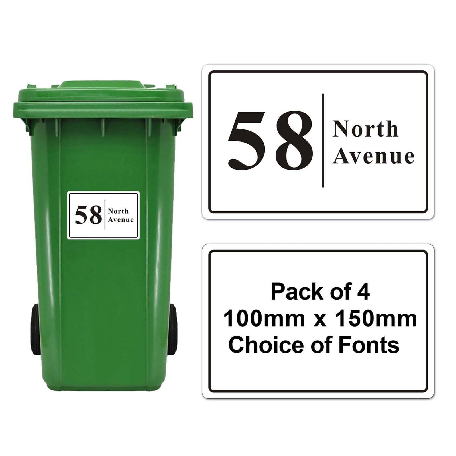 4 X Wheelie Bin Stickers Bins Numbers For Wheelies Bins Custom Wheelie ...