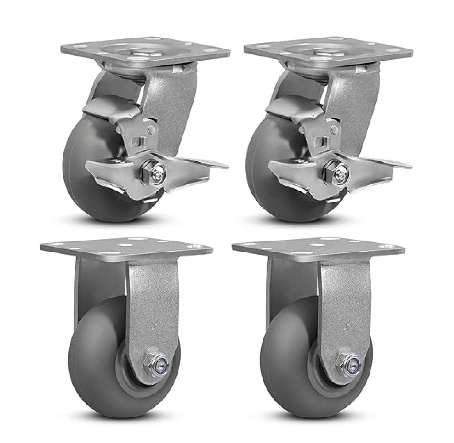 4"X2" Heavy Duty Casters,Crowned Thermoplastic Rubber Caster Wheels ...