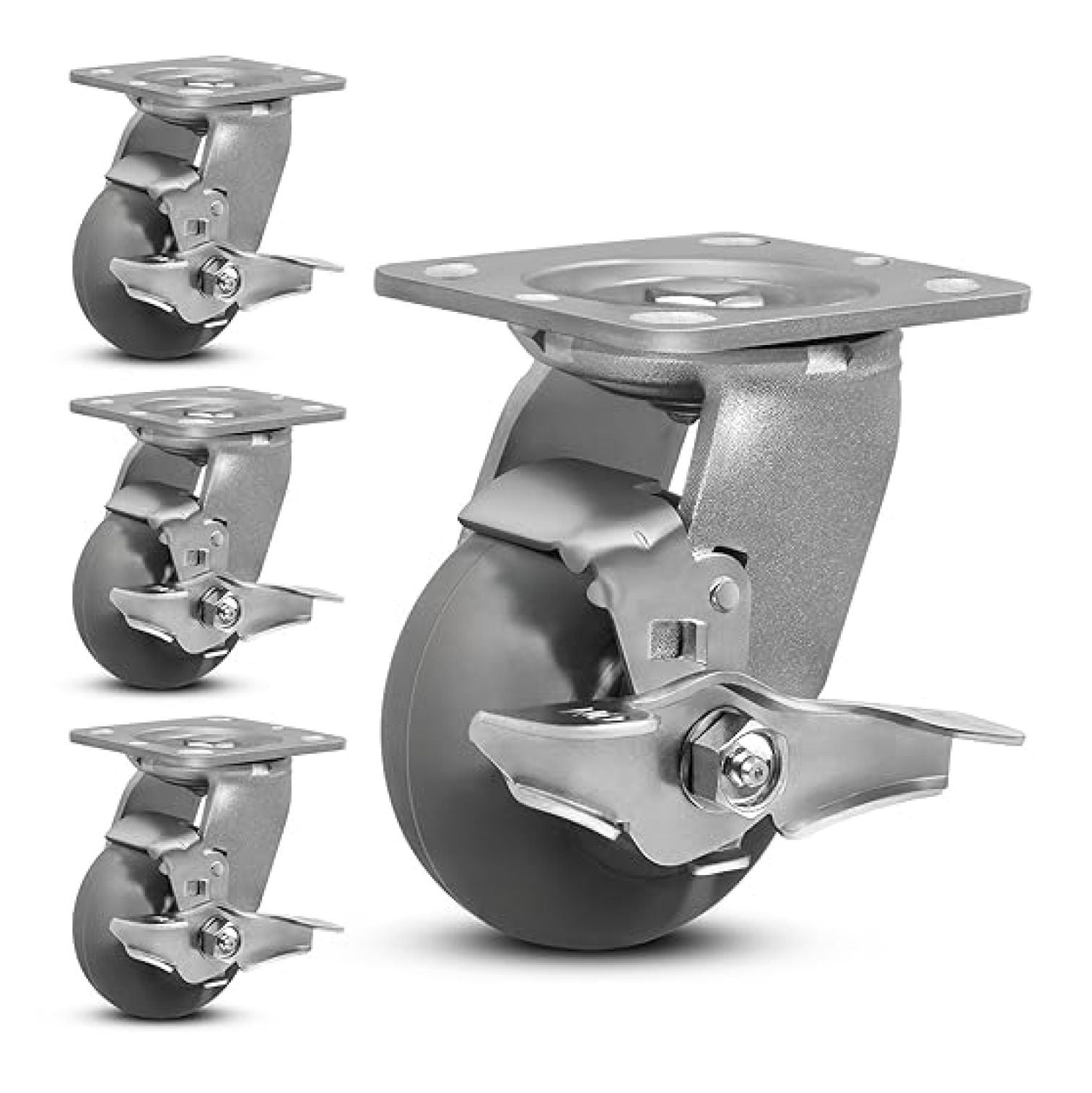4"X2" Heavy Duty Casters,Crowned Thermoplastic Rubber Caster Wheels ...