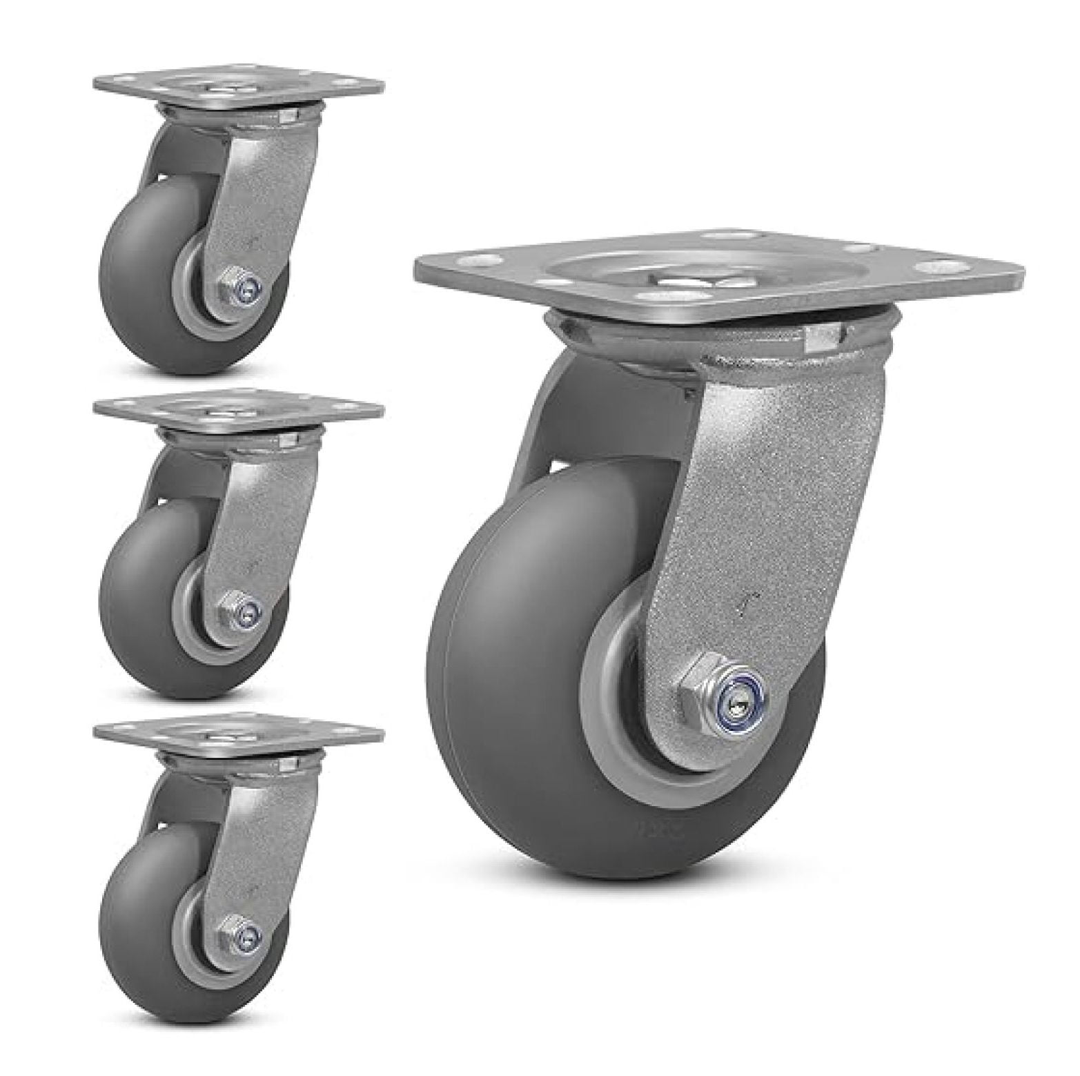 4"X2" Heavy Duty Casters,Crowned Thermoplastic Rubber Caster Wheels ...