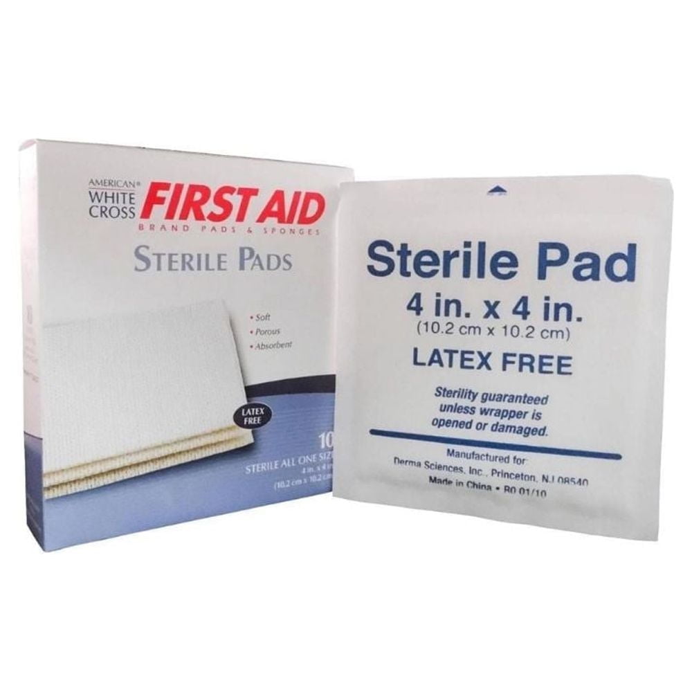 4"X4" Gauze Pads Latex-Free Sterile (10.2cm X 10.2cm) - 10 Pads/Box (4 ...