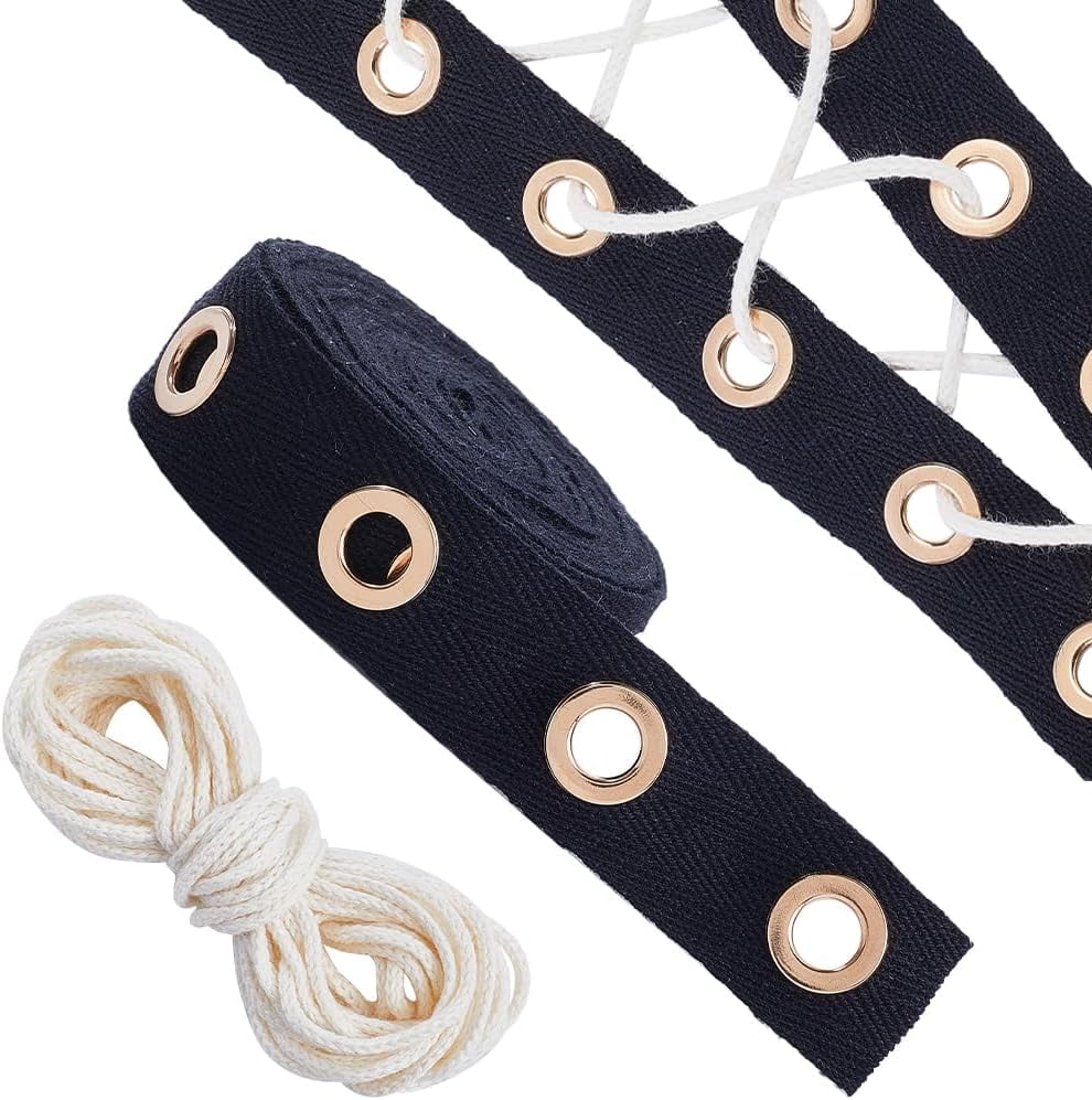 4 Yard Black Grommet Eyelet Tape Eyelet Trim 1"/25mm Wide Cotton Twill ...