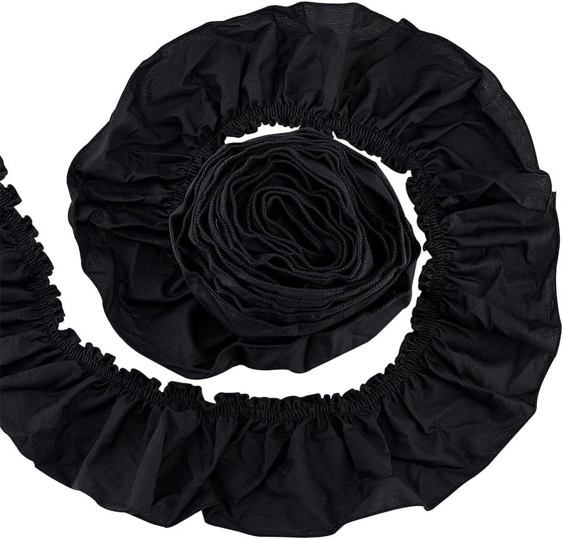 4 Yards Black Cotton Pleated Ribbon 3.35 inch Wide Ruffled Wave Edge ...