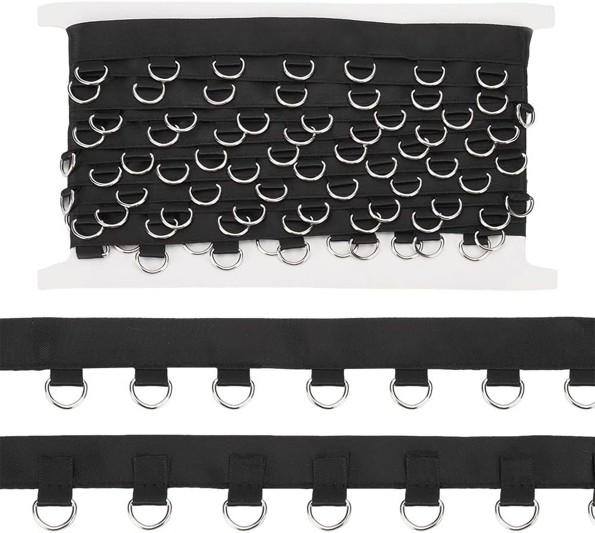 4 Yards Black Grommet Trim with D Rings(6.5x10.5mm/0.2x0.4Inch) 2.9cm/0 ...