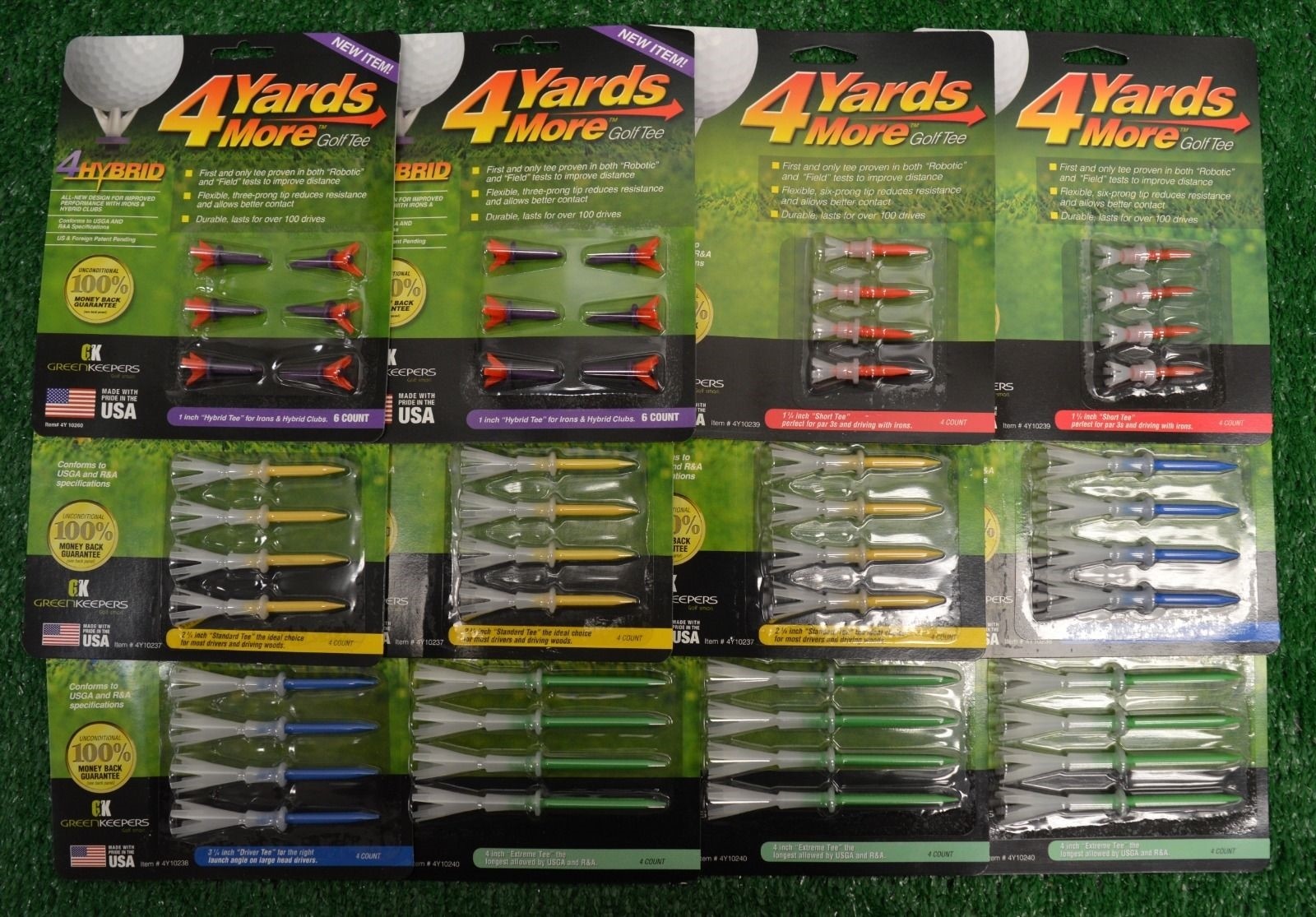 4 Yards More Golf Tees - Mixed Colors (Pick your Colors) - 12 Packs ...