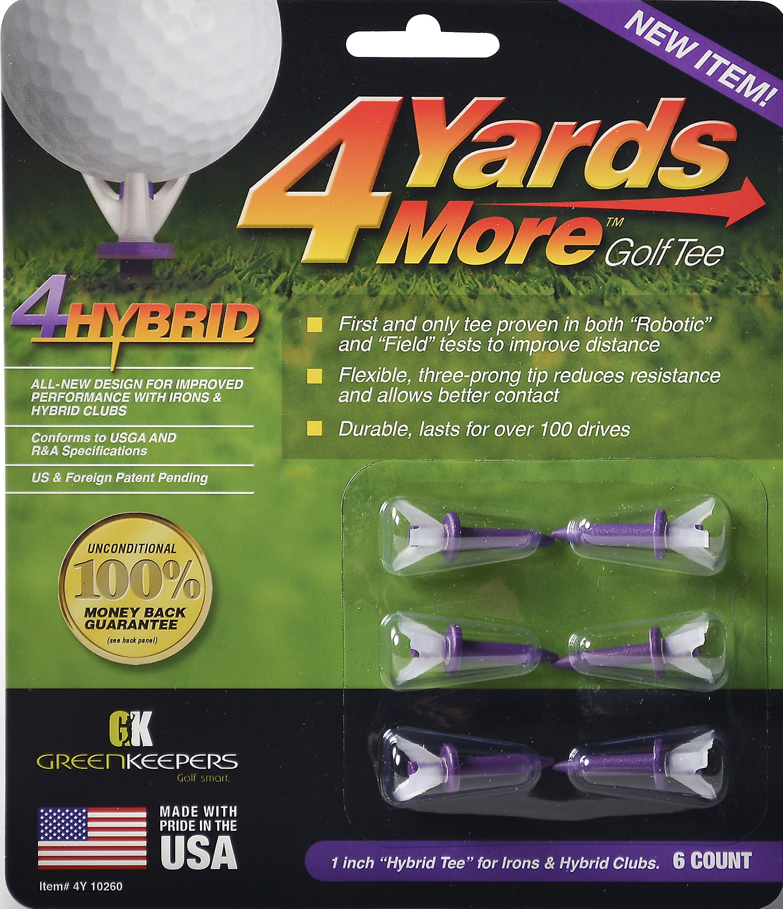 4 Yards More Reduced Friction Golf Tees 1" Hybrid Tee - Walmart.com
