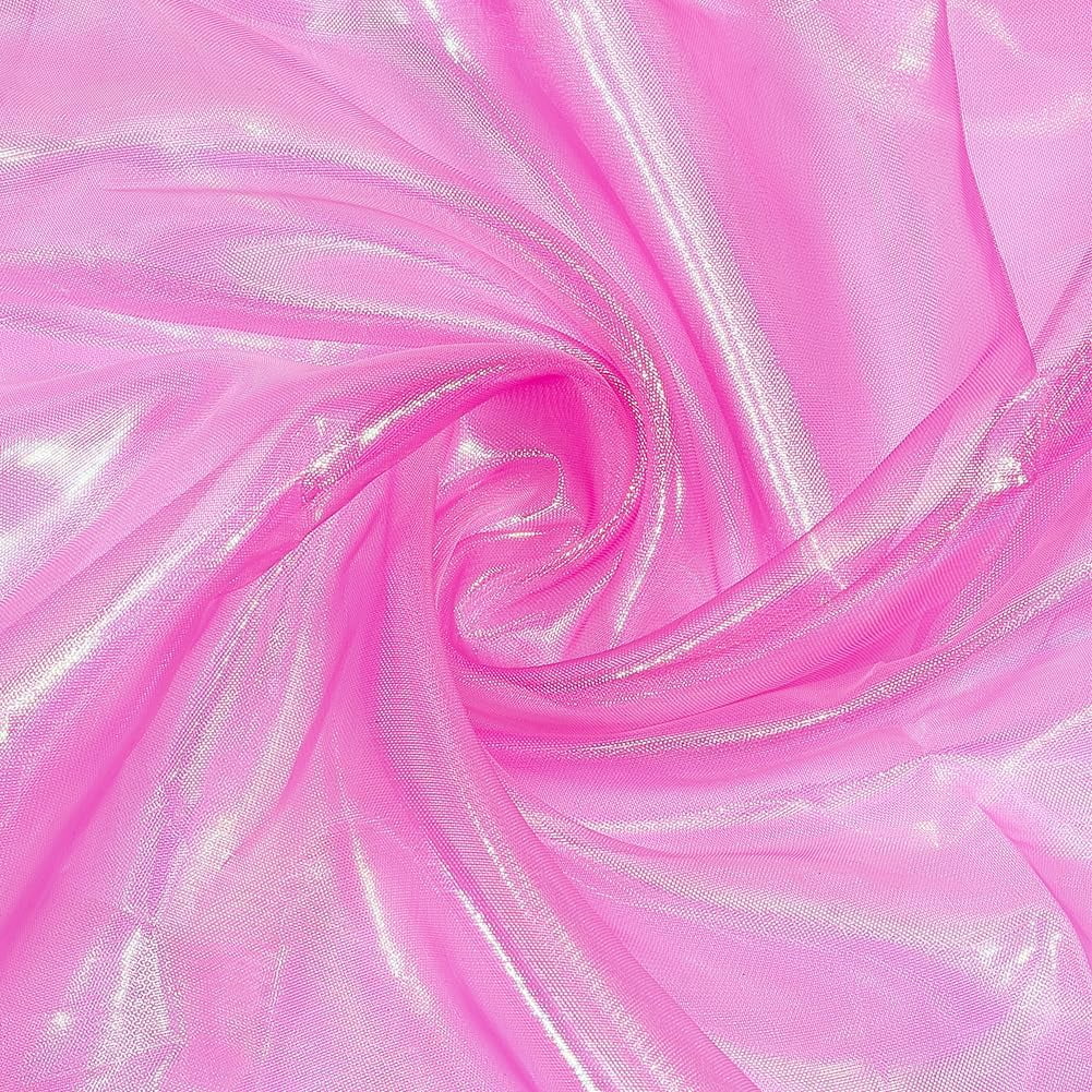 4 Yards Organza Lace Fabric 59 inch Pink Sheer Fabric Iridescent Craft ...