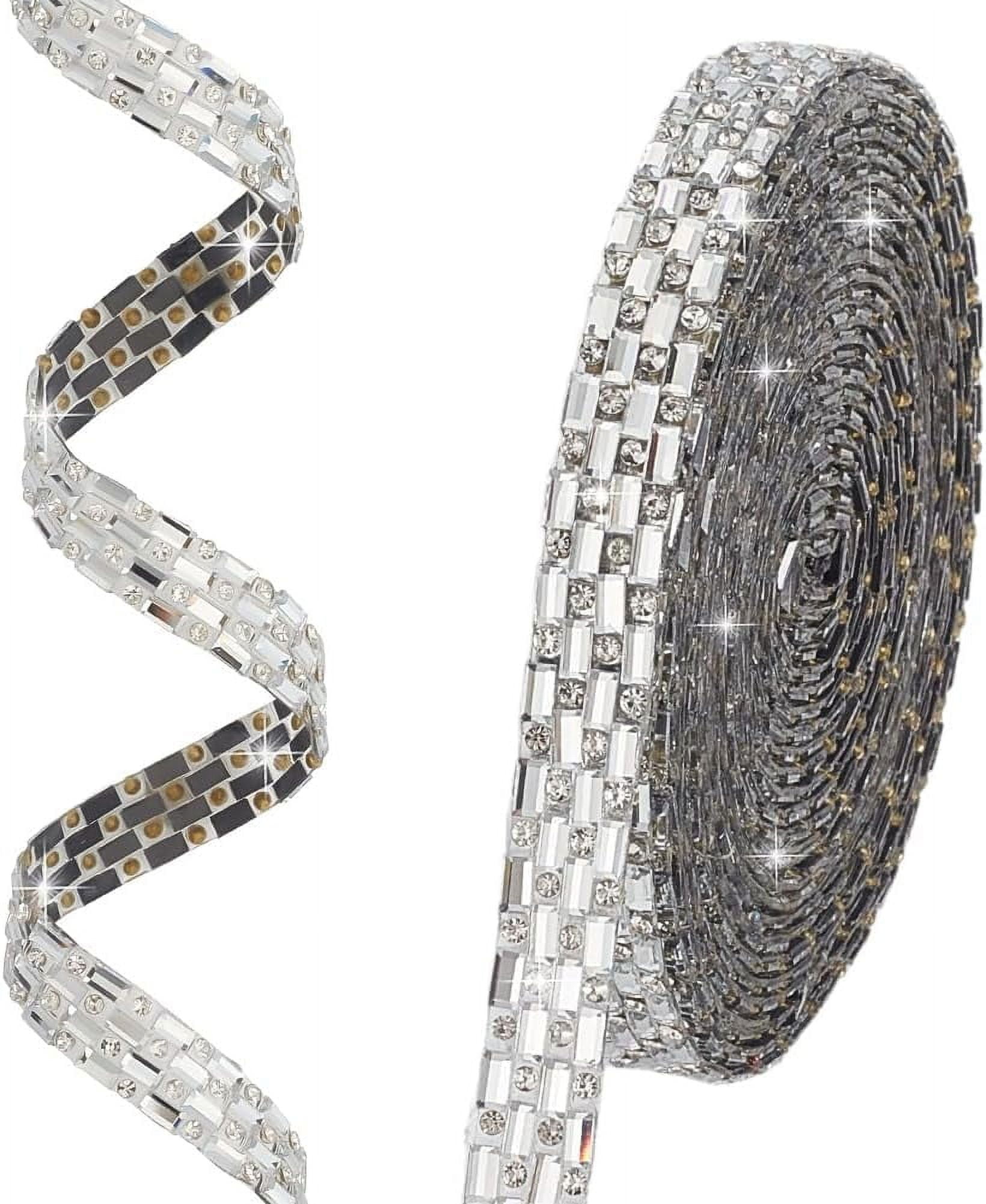 4 Yards Resin Rhinestone Ribbon Silver Resin Diamonds Ribbon Roll ...