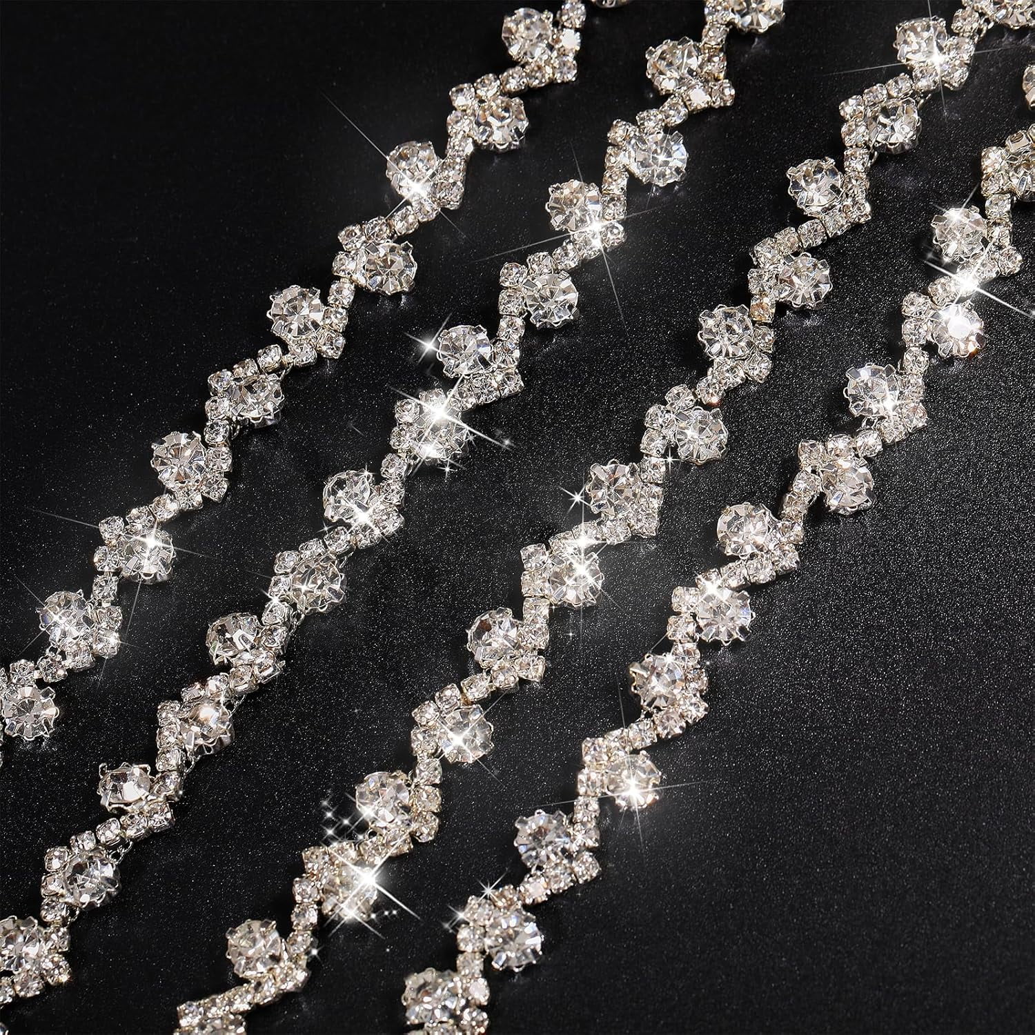 4 Yards Rhinestone Fringe Trim Rhinestone Chain Diamond Crystal Fringe ...
