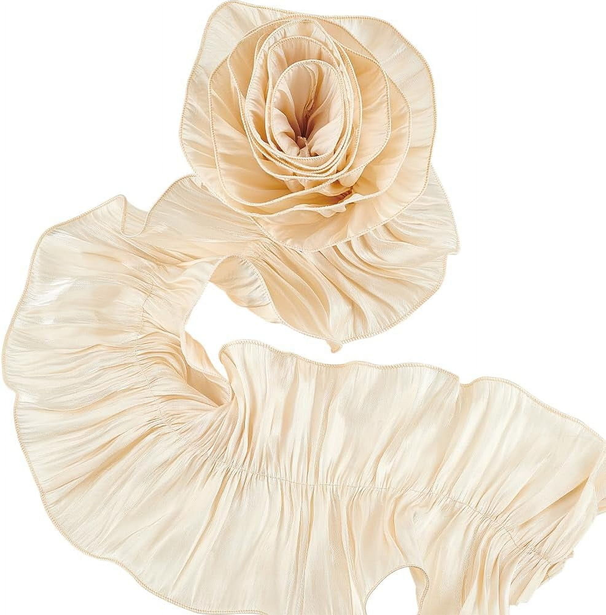 4 Yards Ruffle Pleated Chiffon Trim 6.8inch Wide Floral White Pleated ...