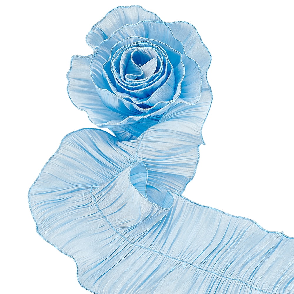 4 Yards Ruffle Pleated Chiffon Trim 6.8inch Wide Light Sky Blue Pleated ...