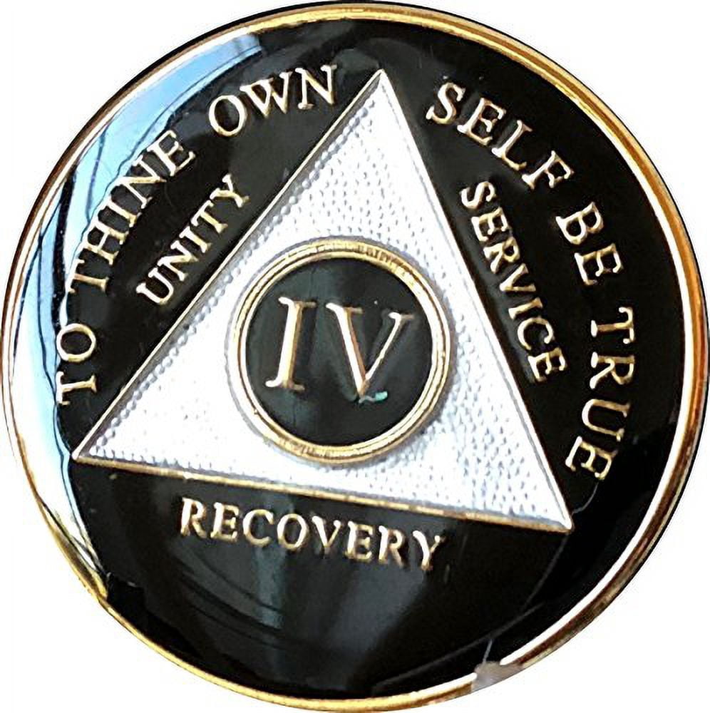 4 Year AA Medallion Glossy Black Tri-Plate Gold Plated Chip IV ...
