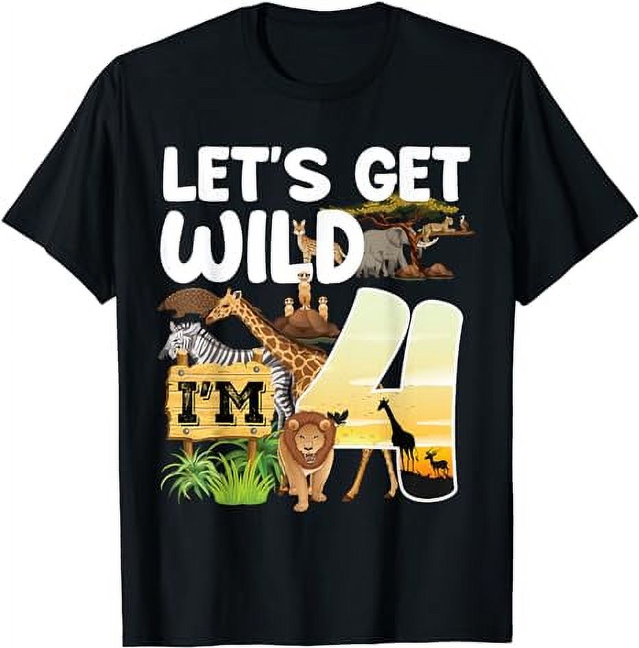4 Year Old Zoo Birthday Safari Jungle Animal 4th B-day T-Shirt ...