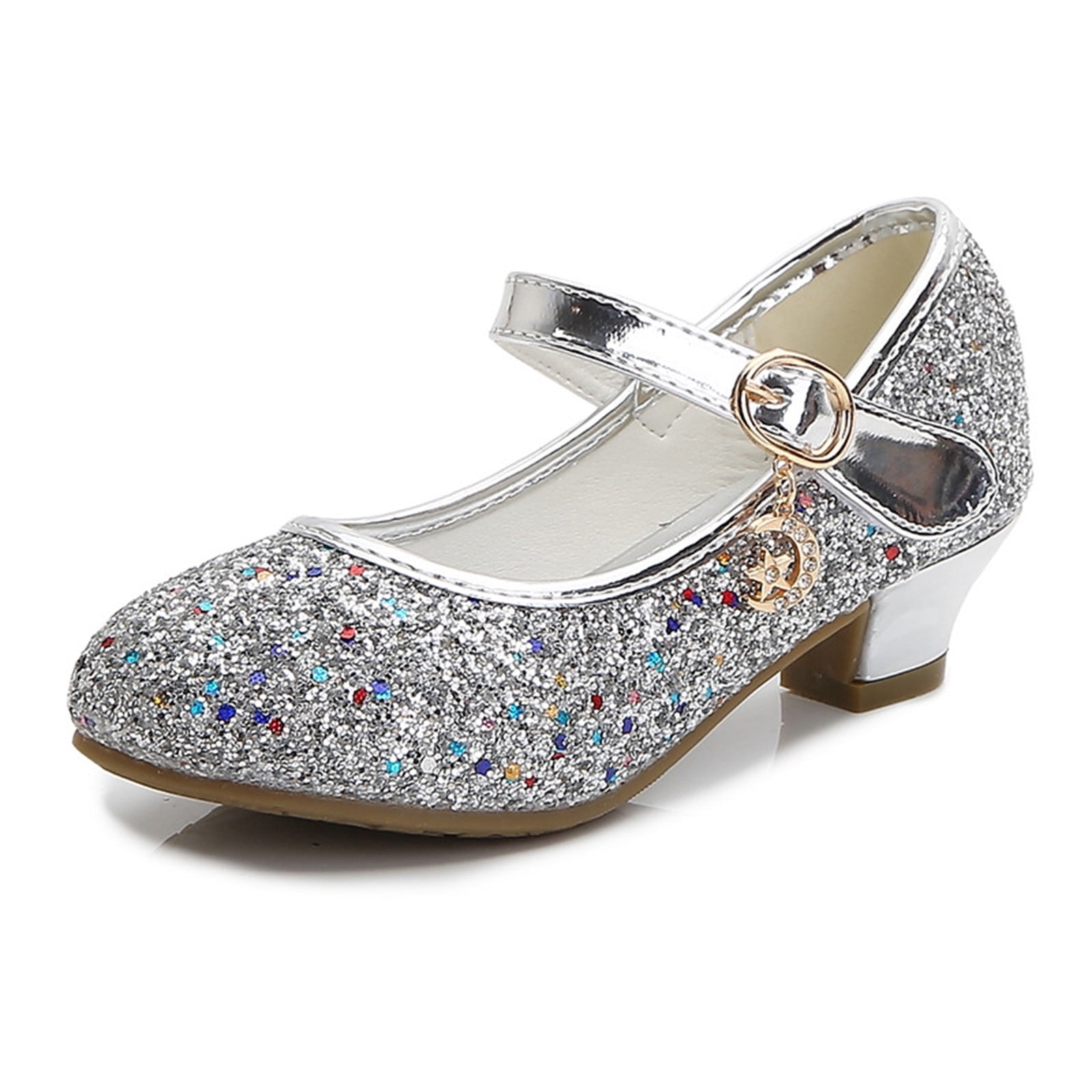 4 Years Girls Dress Shoes Low Heel Princess Flats Mary Jane Flower ...