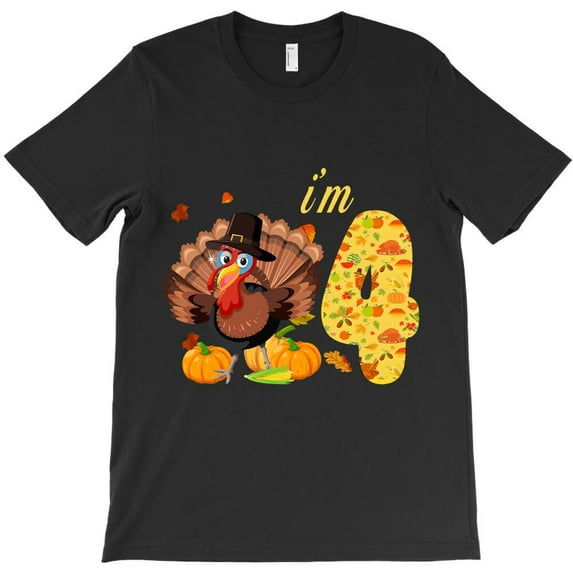 4 Years Old Turkey Thanksgiving Pumpkin Funny Cute 4th Birthday Party ...