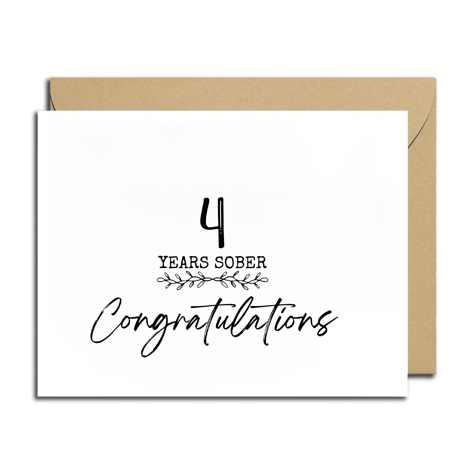 4 Years Sober Congratulations Card – Elegant Design with Floral Accents ...