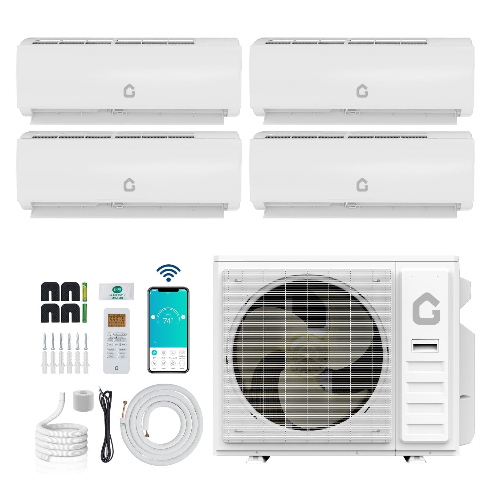 4 Zone 35000 BTU Ductless Mini Split Central Air Conditioner & Heating ...