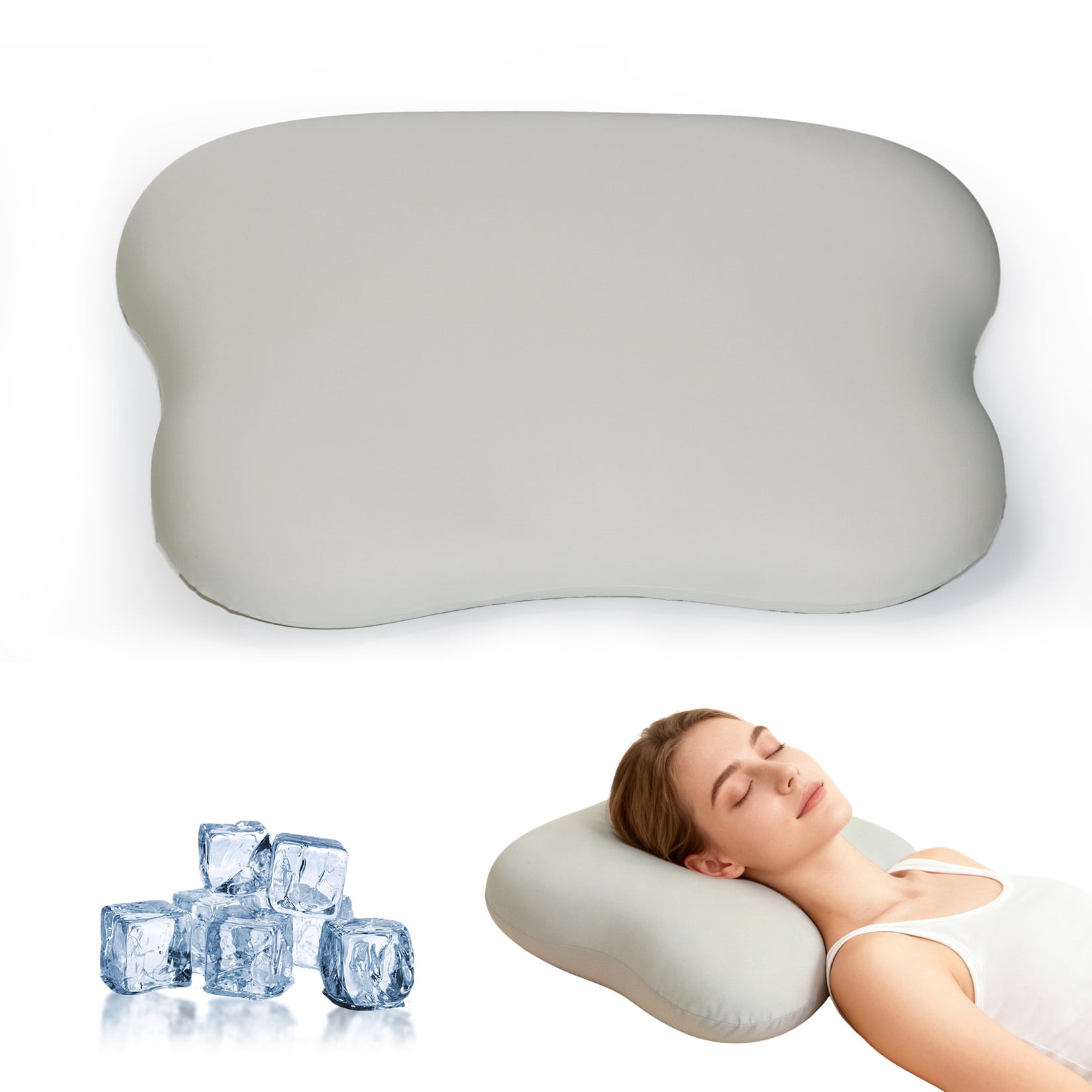 4-Zone Cooling Memory Foam Cervical Pillow for Neck Pain Relief, Dual ...