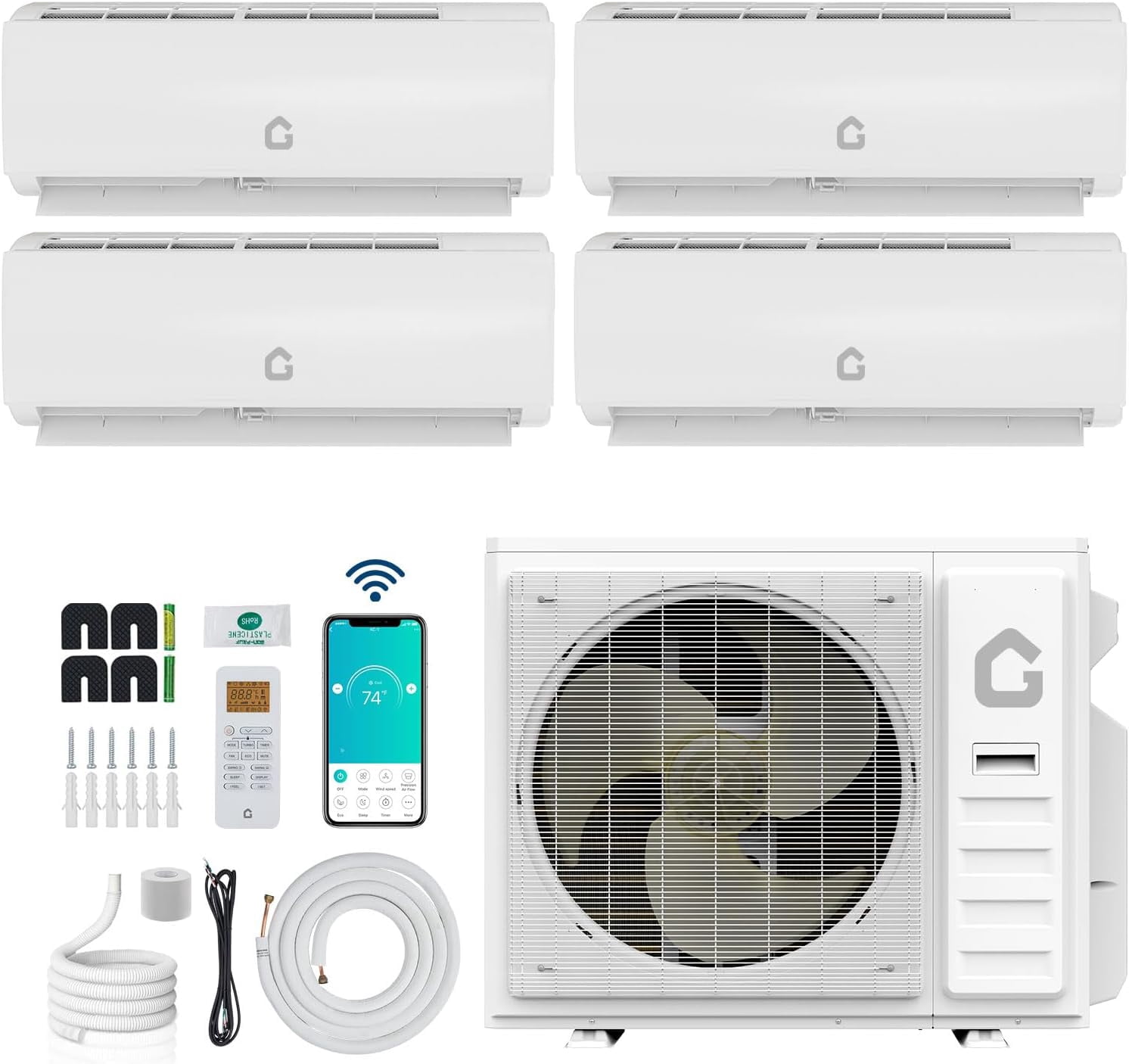 4 Zone Mini Split, 35000 BTU ODU Mini Split Ac/Heating System, 208-230v ...