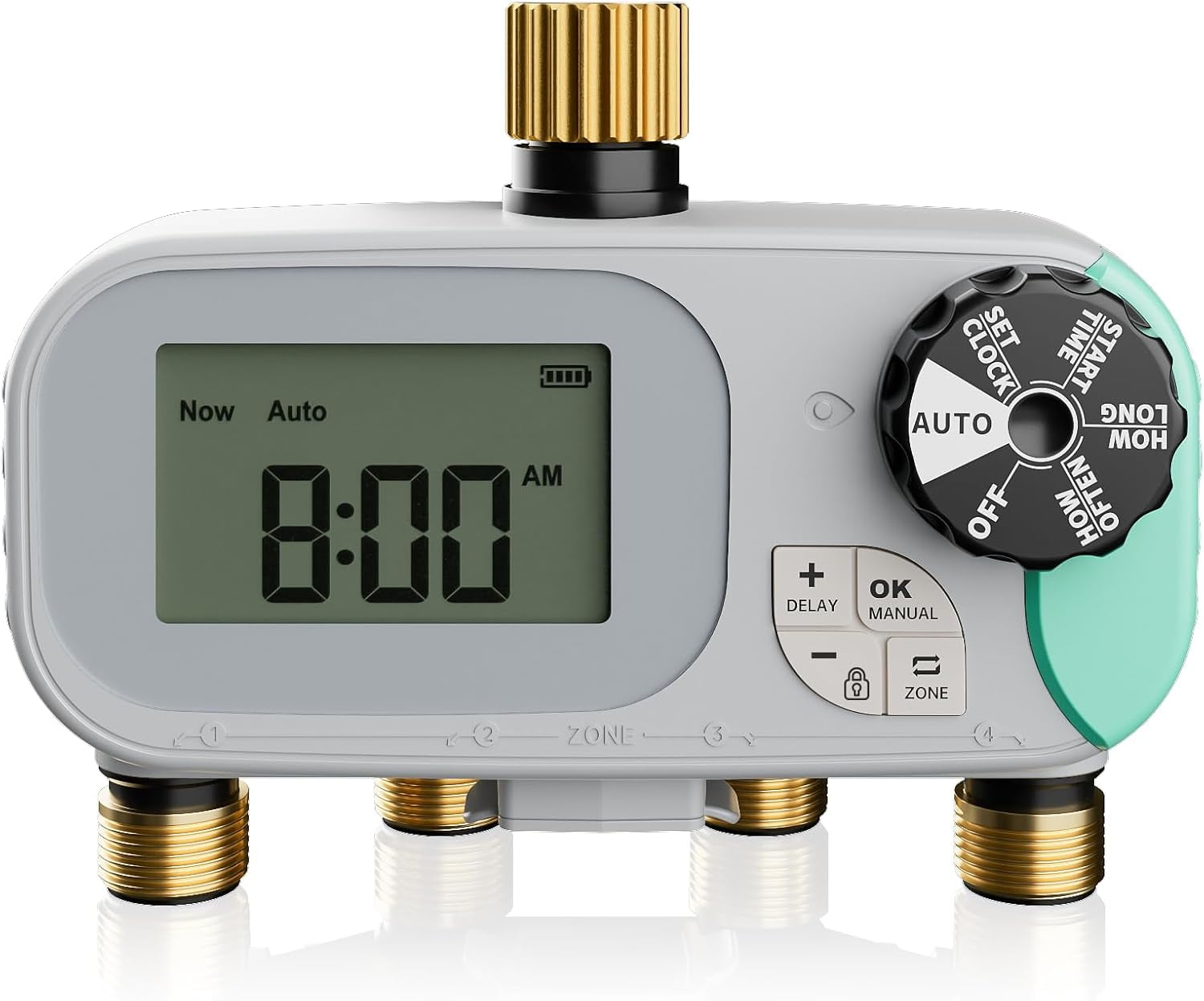 4 Zone Water Timer, Programmable Sprinkler Timer for Garden Hose with Rain Delay/Manual ...