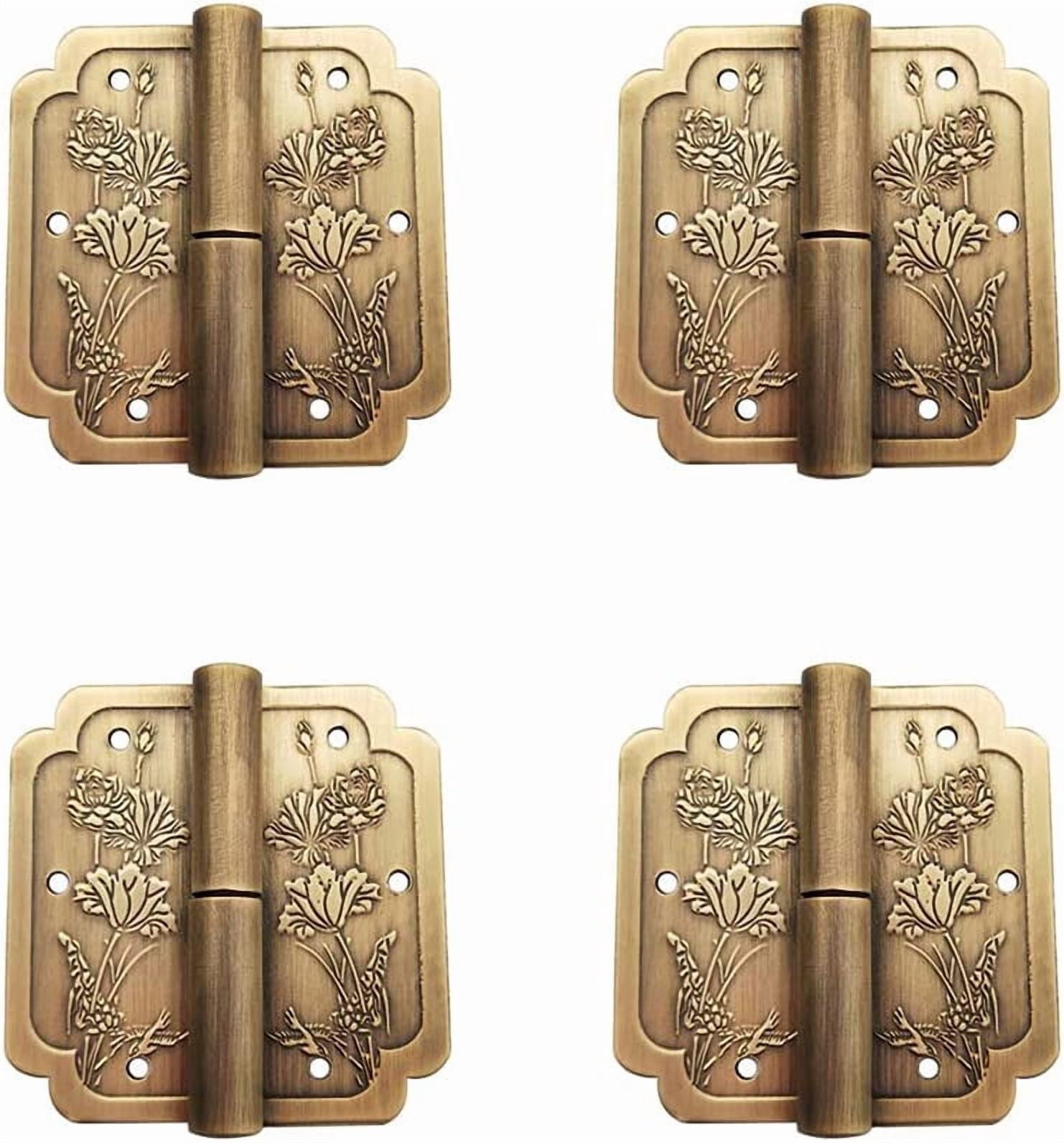 4 antique brass visible small hinges, 22-inch furniture cabinet drawer ...