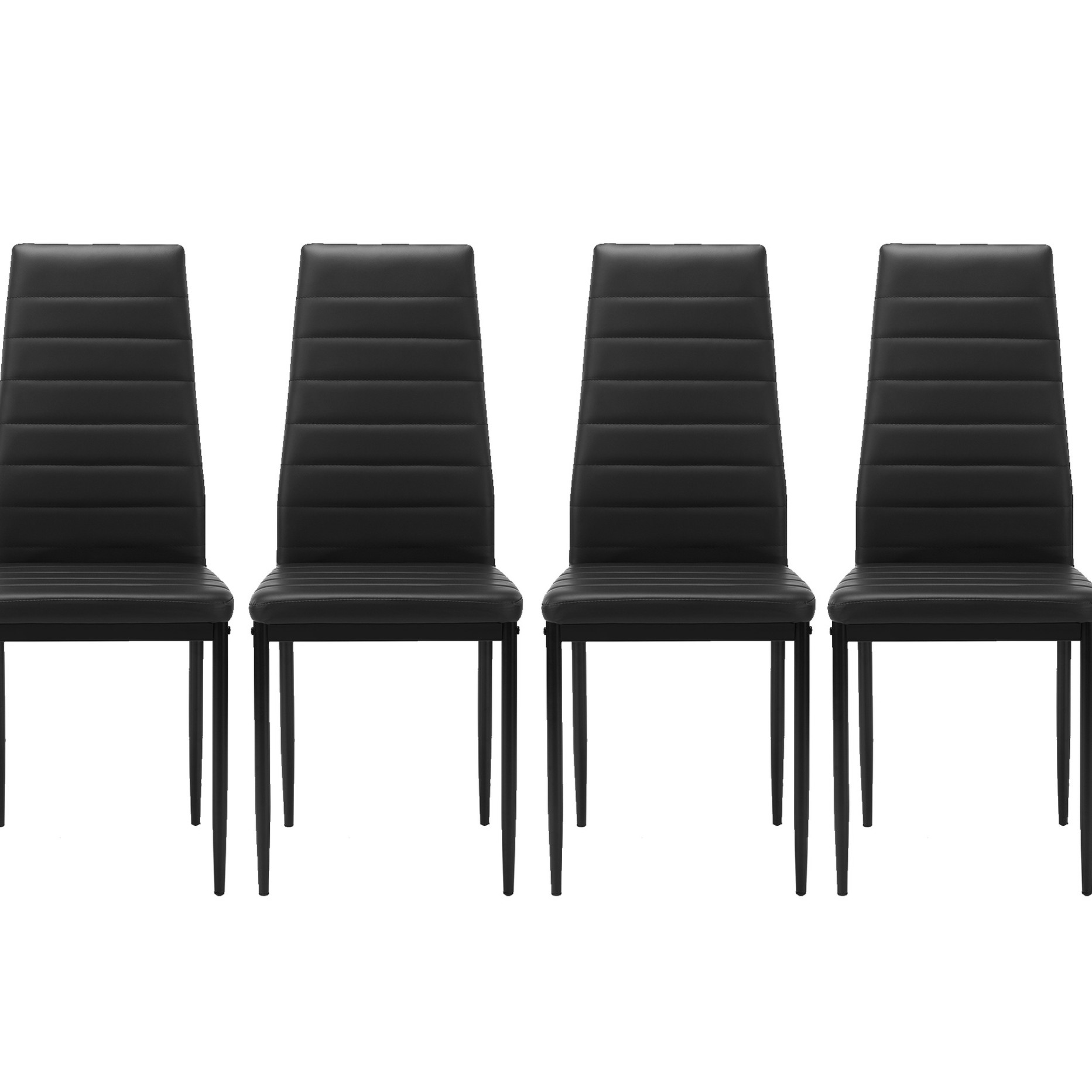 4 black PU dining chairs for comfortable family feasts and small social ...