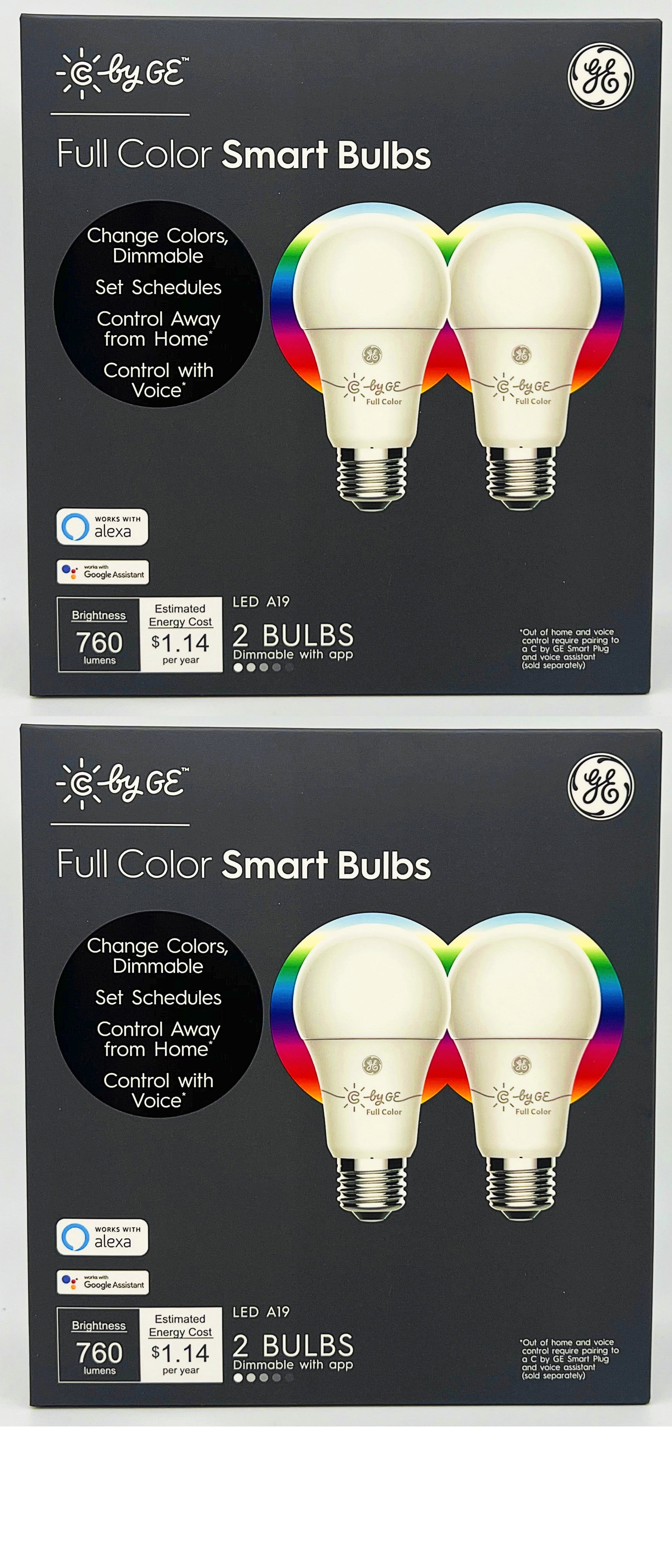 (4 bulbs) GE CYNC Smart LED Light Bulbs, Color Changing, Bluetooth ...