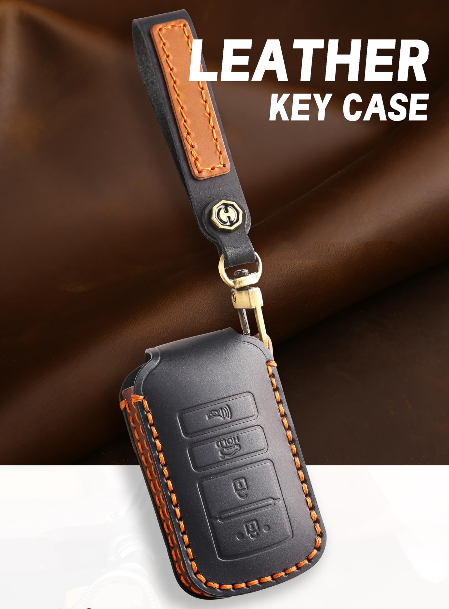 4-button Key Fob Case Handmade Leather Key Cover Fit for Kia Cadenza ...