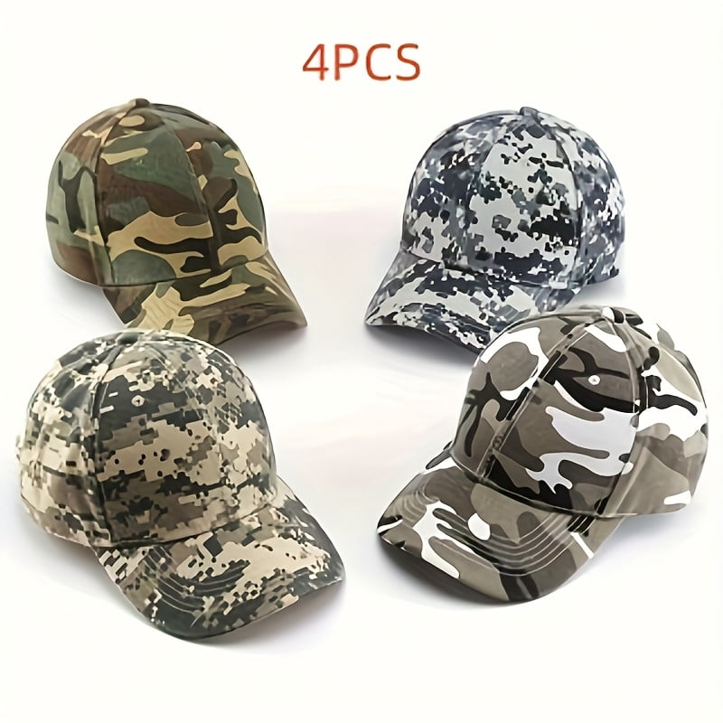 4 camouflage sports baseball caps, outdoor sun hats suitable for ...