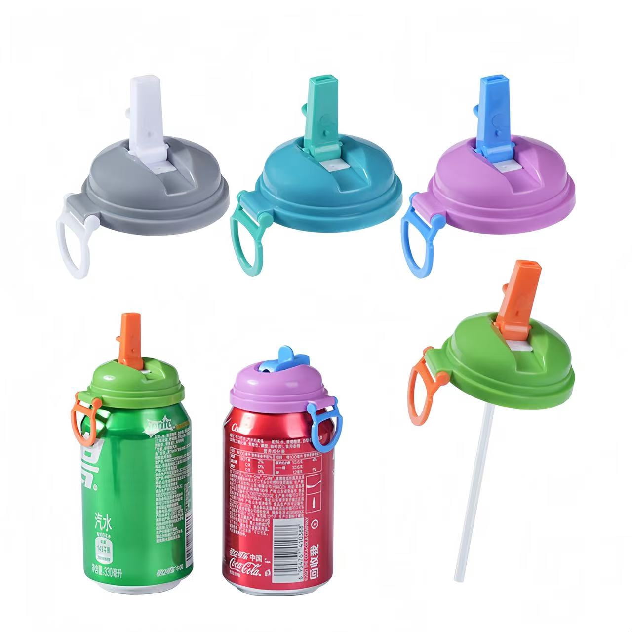 4 color 4 pack Soda Can Lids with Straws, Reusable Silicone Straws Soda ...