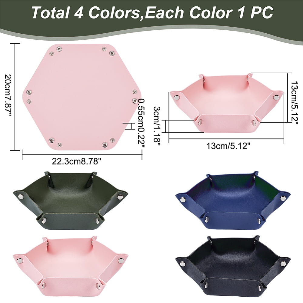 4 colors PU Leather Jewelry Valet Tray Portable Travel Dish Plate Entryway Key Tray Bedside ...