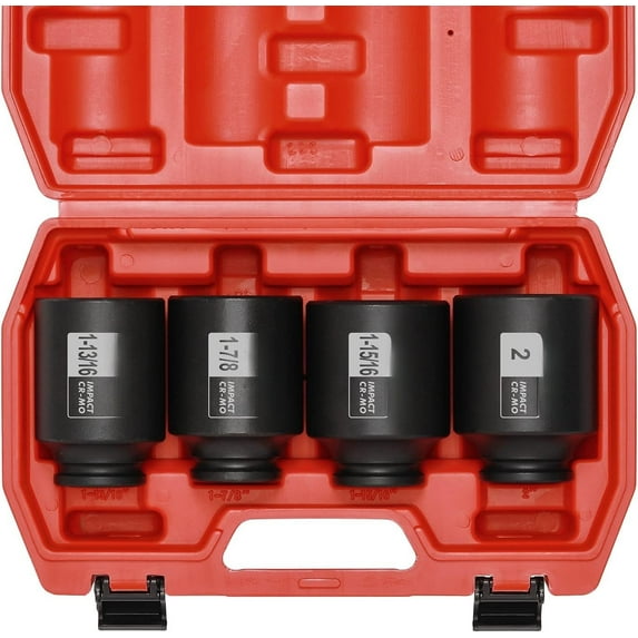 4 count 1/2" Dr. Deep Impact Socket Set, 1/2-Inch Drive Spindle Axle ...