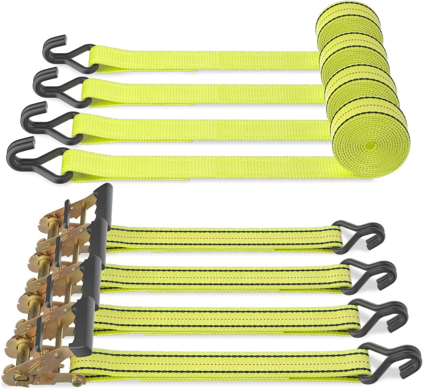 4 count 1.5" x15ft Ratchet Straps -3000 lbs Break Stength,1000lbs ...