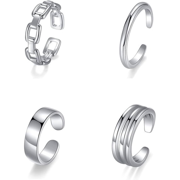 4 count/1Set Adjustable Rings for Women Simple Summer Beach Open Rings ...