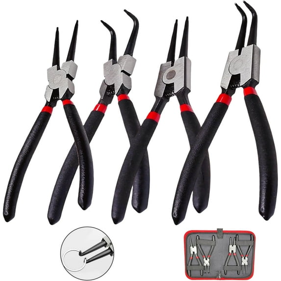 4 count 7" Snap Ring Pliers Set, Internal/External Circlip Pliers Kit ...