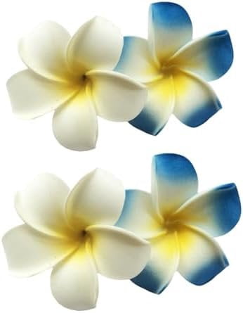4 count 7cm Hawaiian Frangipani Plumeria Flower Party Beach Hair Clip ...
