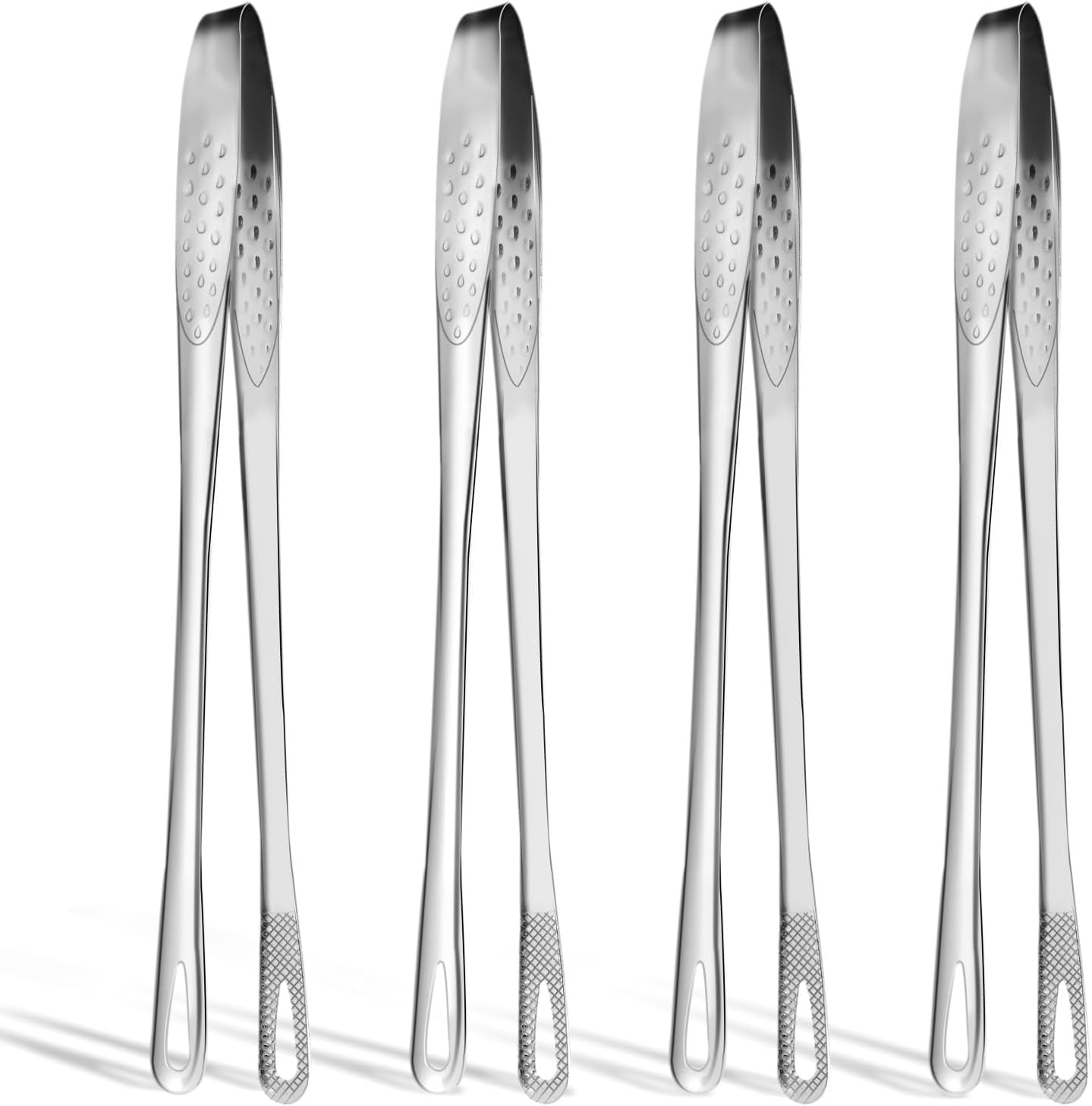 4 count 9-Inch Grill Tongs Stainless Steel Cooking Tweezers Korean Long ...